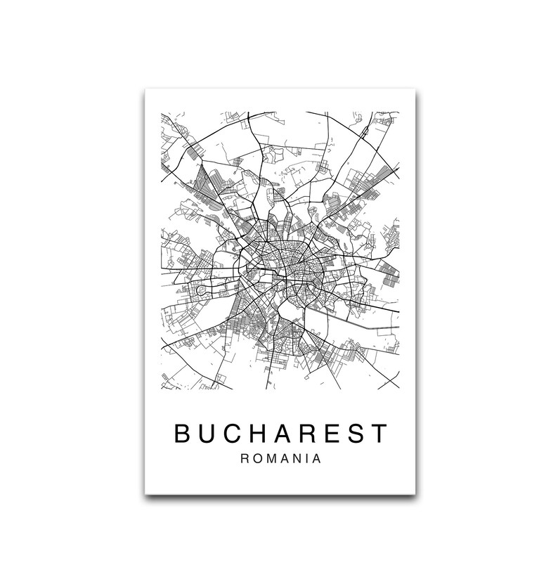 Bucharest Map Print Printable Map Digital Download Wall | Etsy