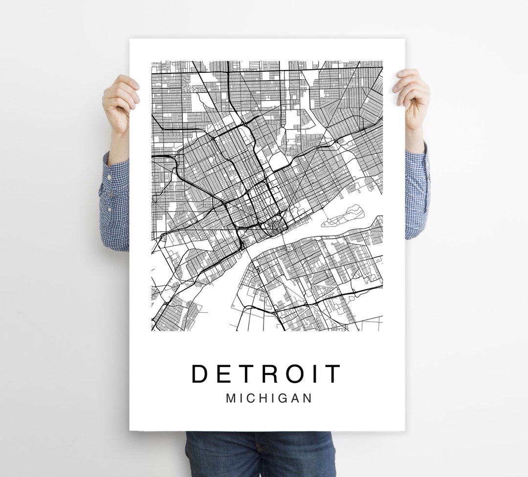 Detroit City Map Print Wall Art Map Gift City Poster Street - Etsy