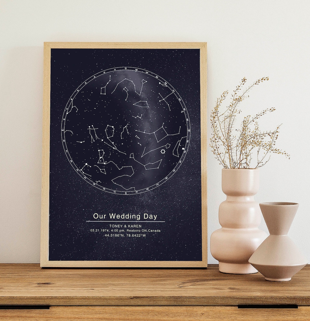 Personalized Star Map, Star Map at the Moment, Customizable Night Sky ...