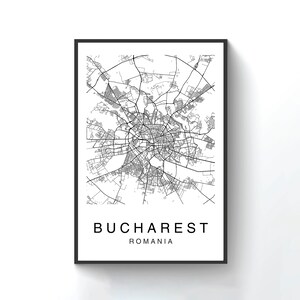 Bucharest Map Print Printable Map Digital Download Wall - Etsy