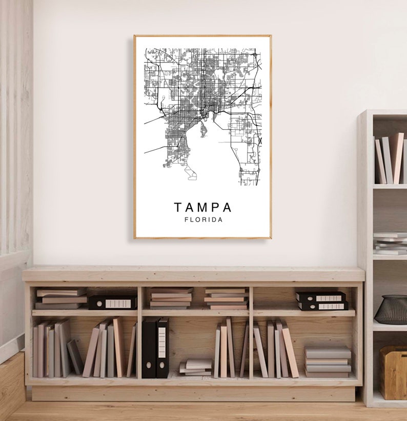 Tampa Map Tampa City Map Printable Map Map Print Tampa Map | Etsy