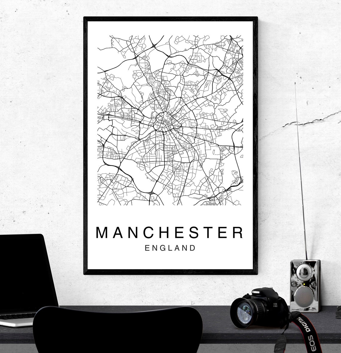 Manchester Map Manchester City Map Map Poster Map Print | Etsy