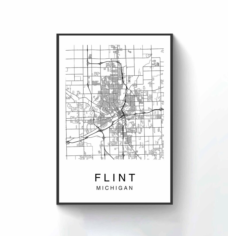 Flint Map Flint City Map Map Poster Map Print Flint Map | Etsy
