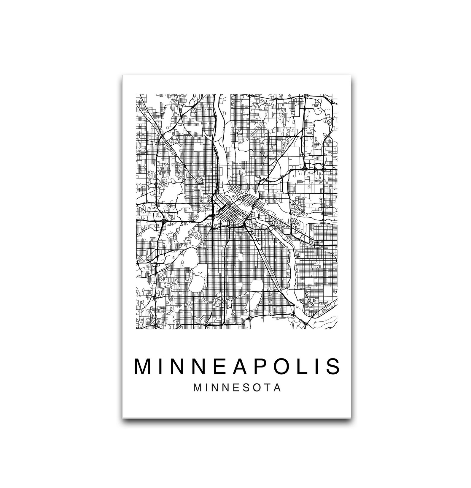 Minneapolis Map Print Minneapolis Map Poster Wall Art City | Etsy