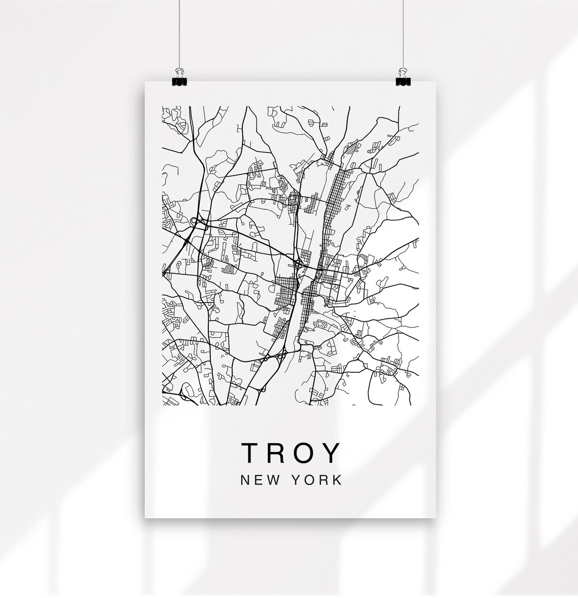 Troy Map Troy City Map Printable Map Map Print Troy Map | Etsy