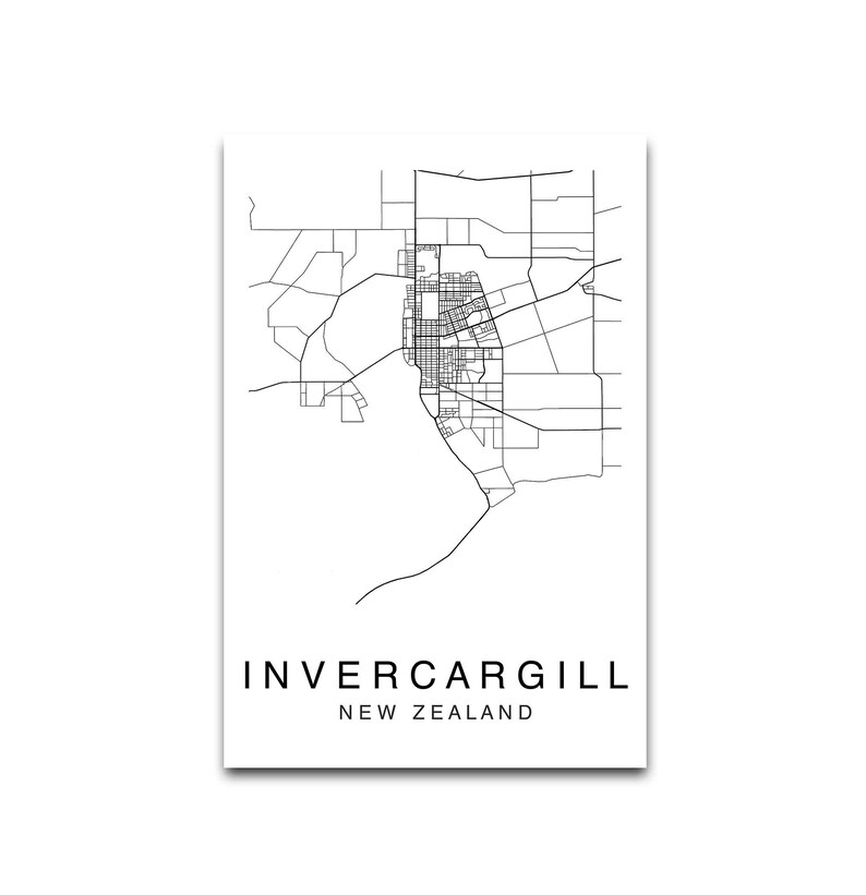 Invercargill Map Print Invercargill Map Poster Wall Art City | Etsy