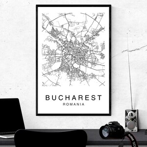 Bucharest Map Print Printable Map Digital Download Wall - Etsy