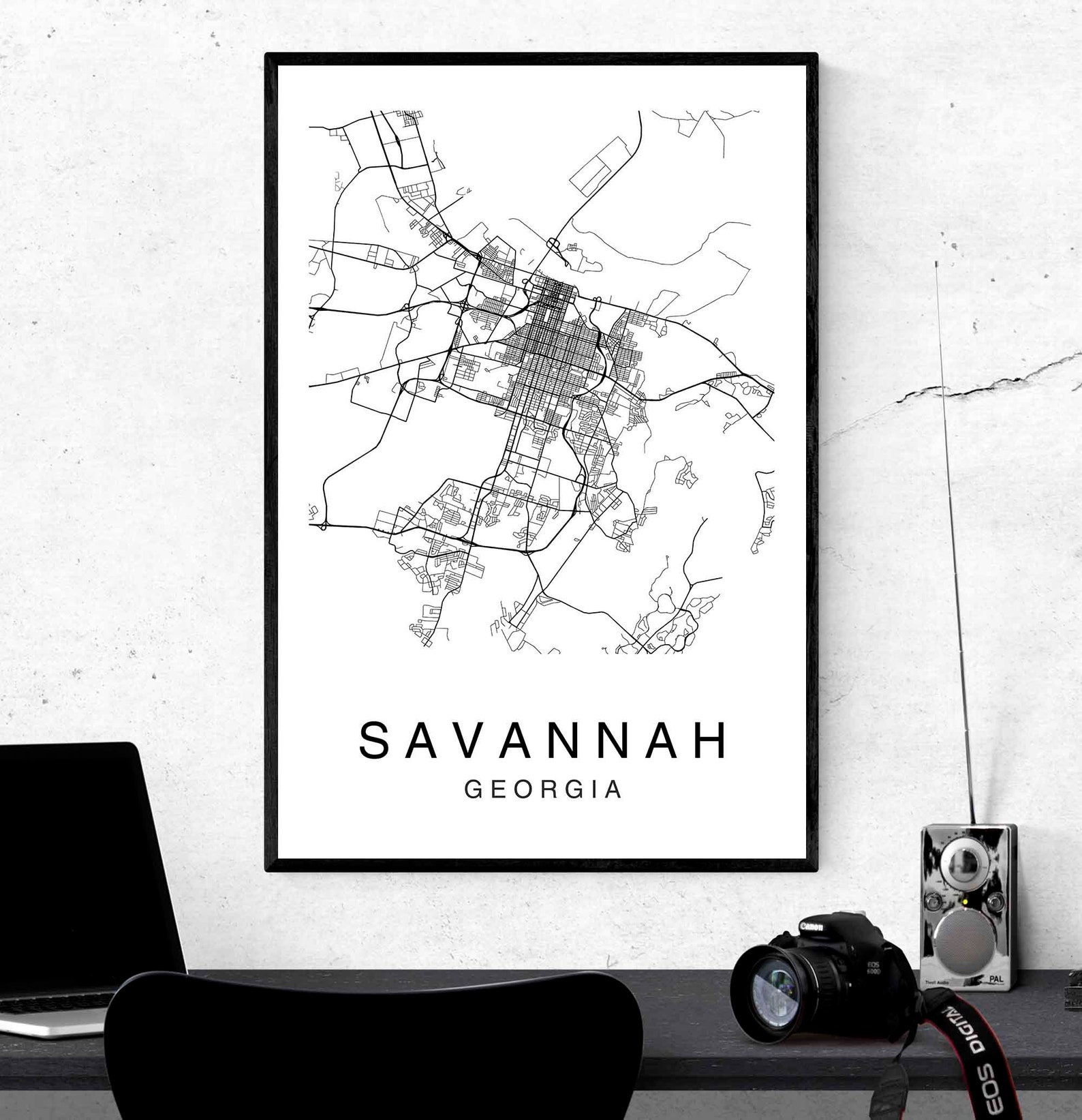 Savannah Map Minimalist Map Savannah Map Print Savannah - Etsy