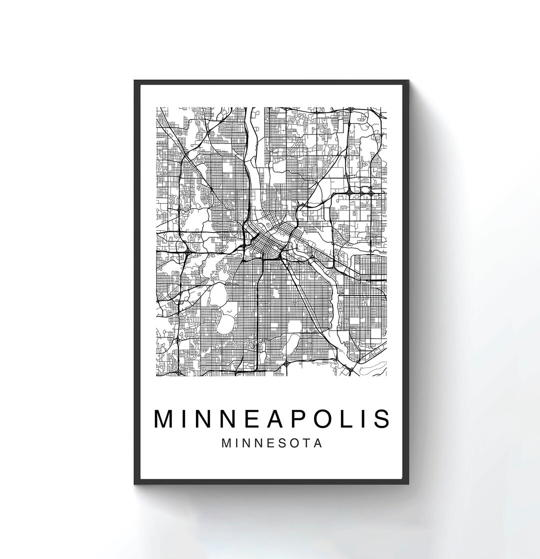 Minneapolis Map Print Minneapolis Map Poster Wall Art City - Etsy