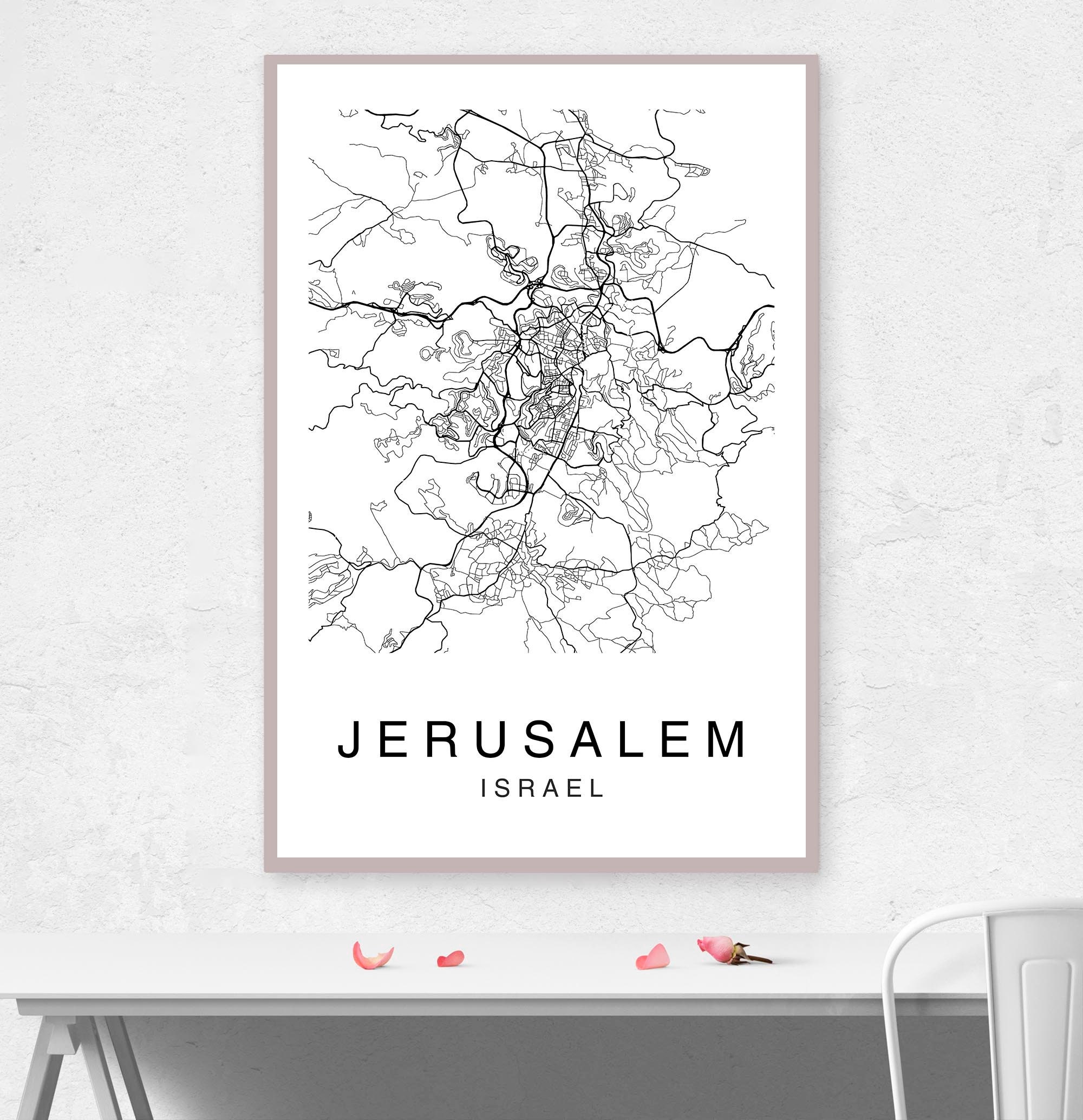 Jerusalem Map Jerusalem City Map Map Poster Map Print | Etsy