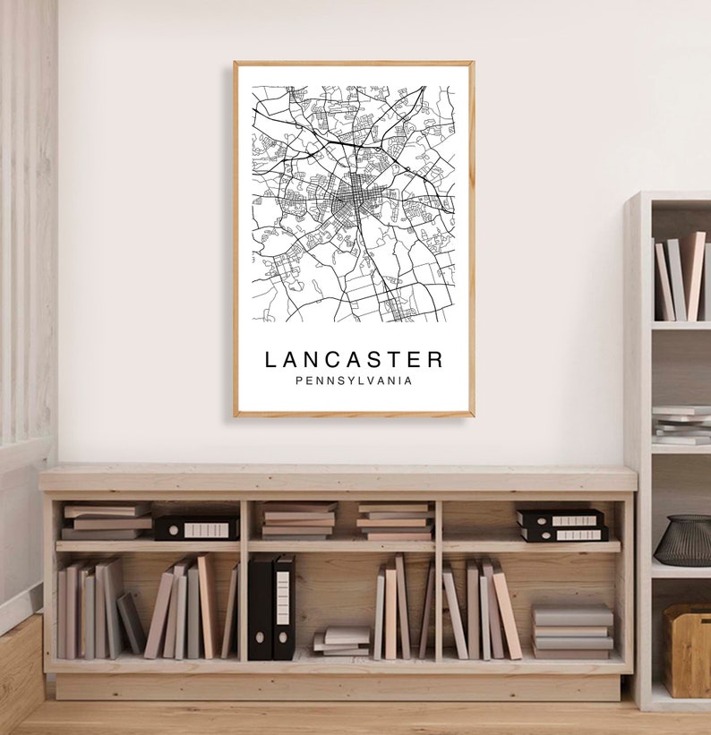 Lancaster Map Print Map Print Art Print Lancaster Wall Art | Etsy