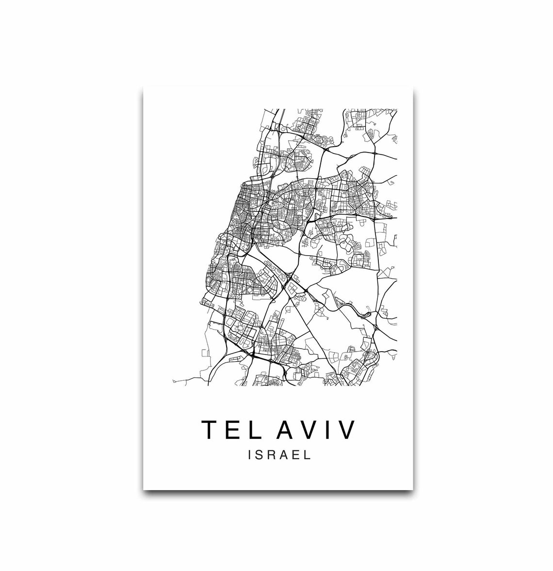 Tel Aviv Map Tel Aviv City Map Map Poster Map Print Tel | Etsy