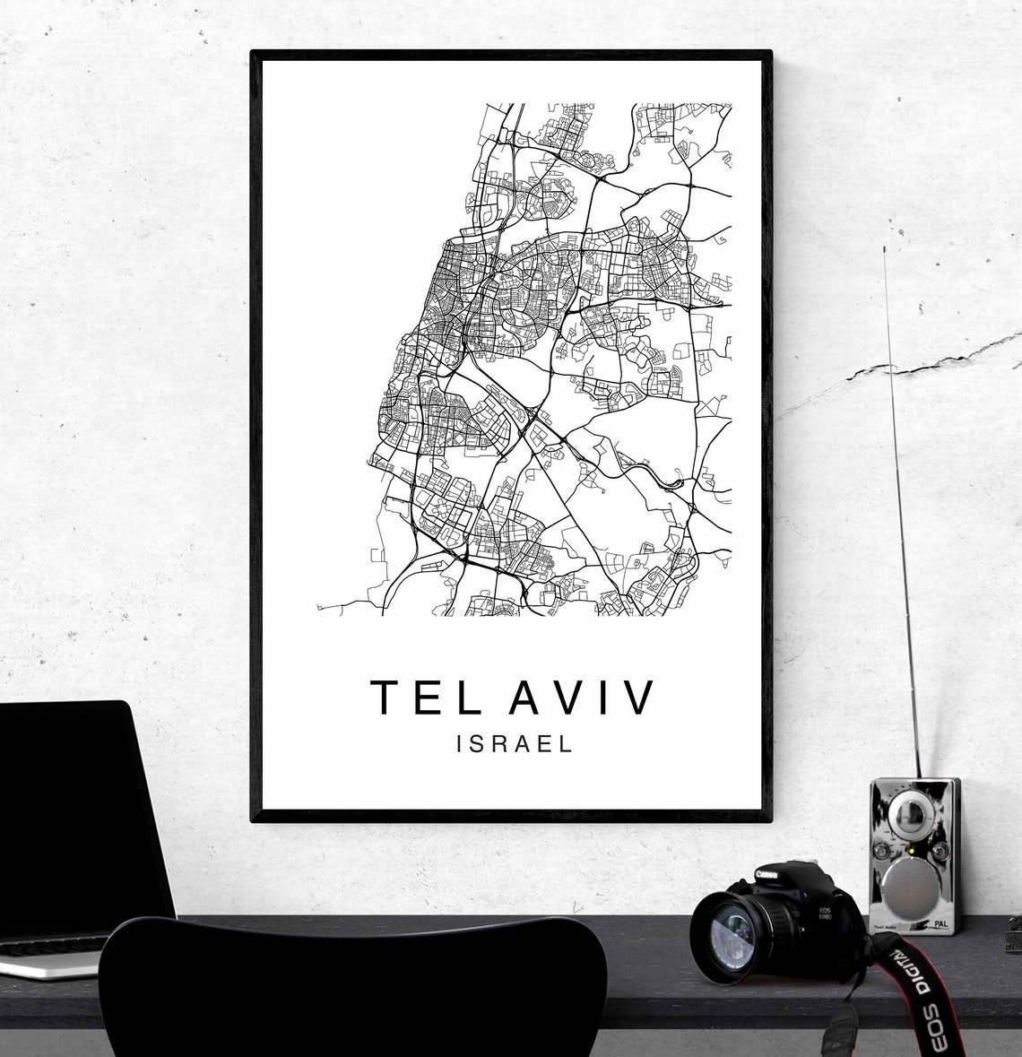 Tel Aviv Map Tel Aviv City Map Map Poster Map Print Tel | Etsy