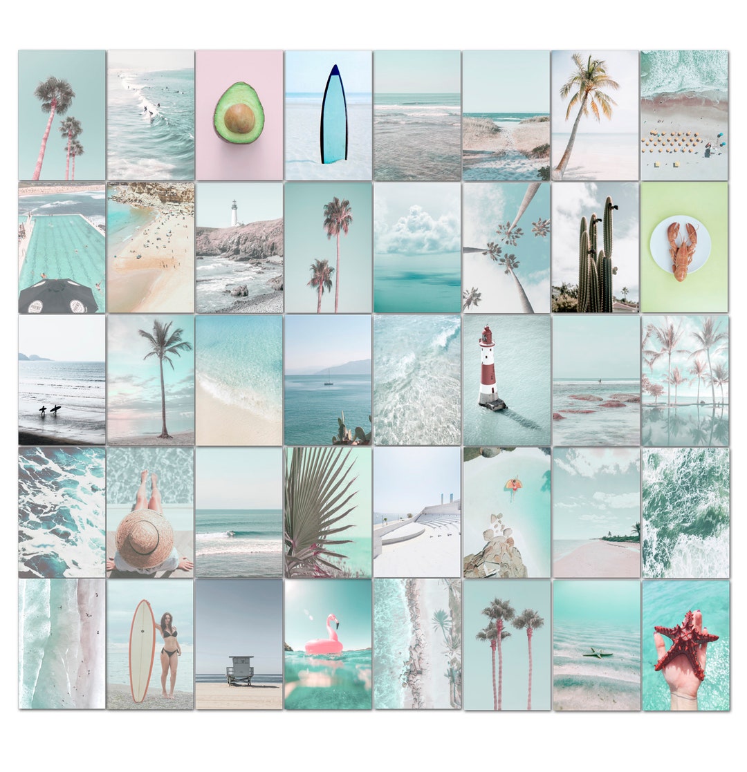 Collage Kit Blue, Ocean Waves Surf, Beach Surfing, Collage Kit Wall Art ...