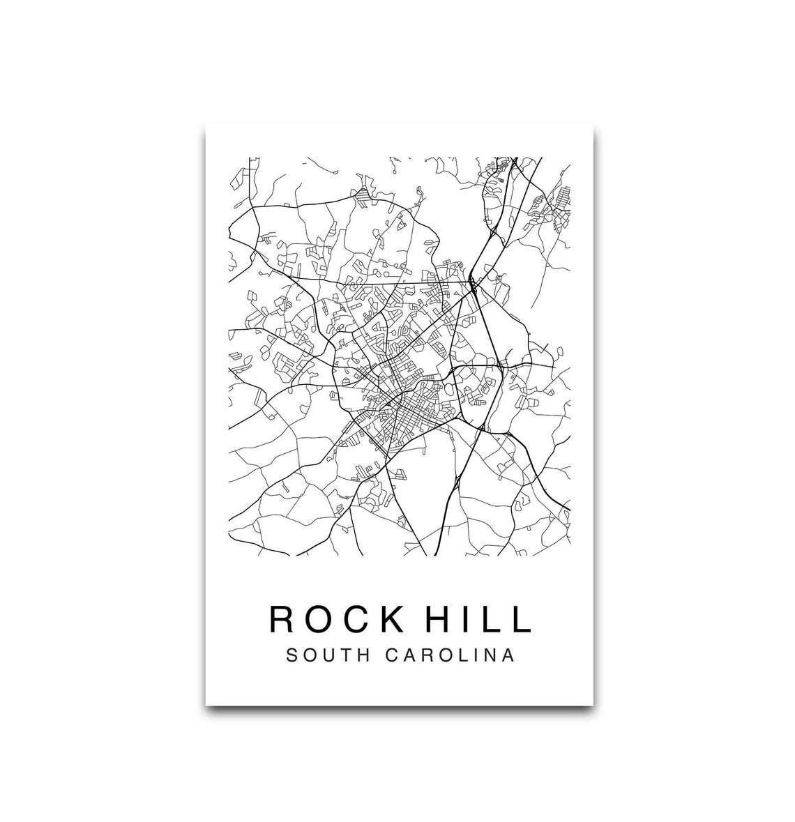 Rock Hill Map Minimalist Map Rock Hill Map Print Rock Hill | Etsy