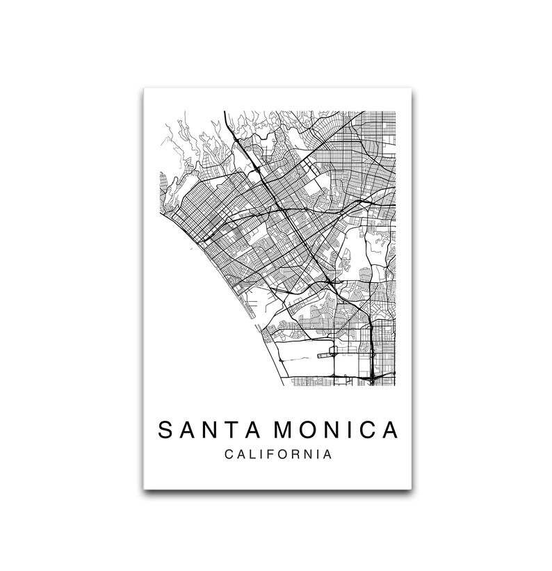 Santa Monica Map Santa Monica City Map Map Poster Map | Etsy