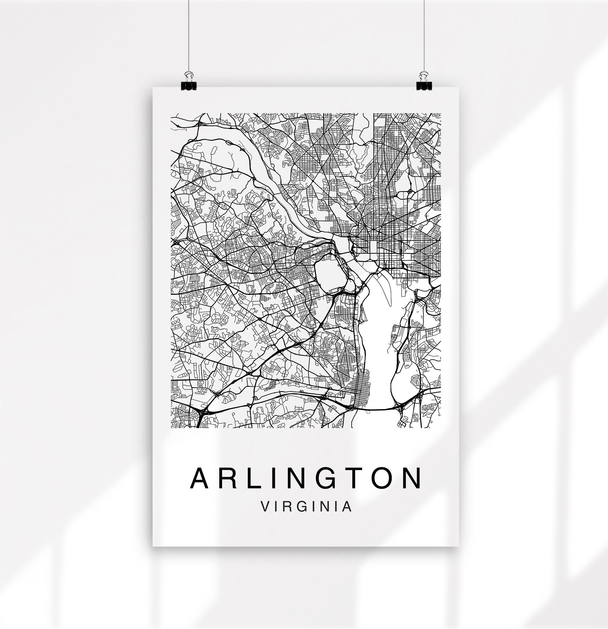 Arlington Map Arlington City Map Map Poster Map Print | Etsy