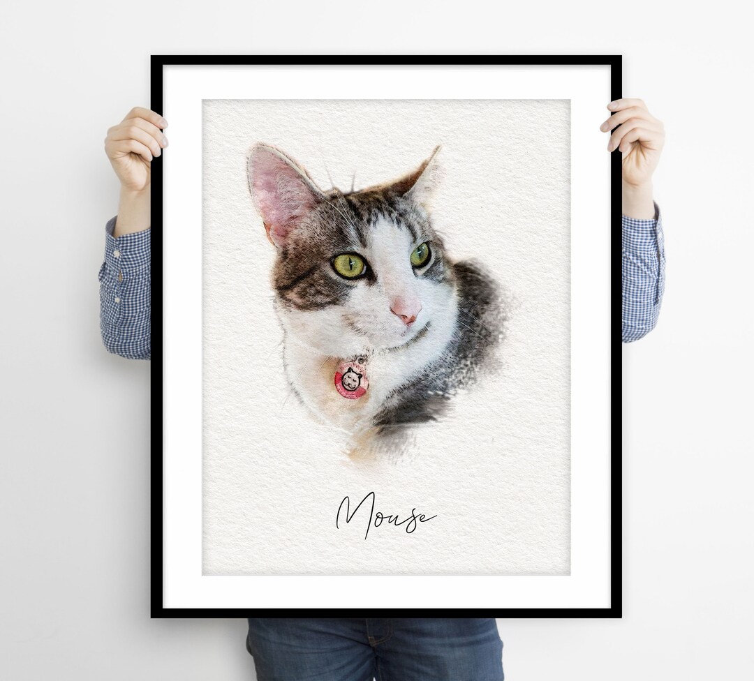 Cat Portrait Custom Pet Portrait Custom Cat Portrait Cat - Etsy