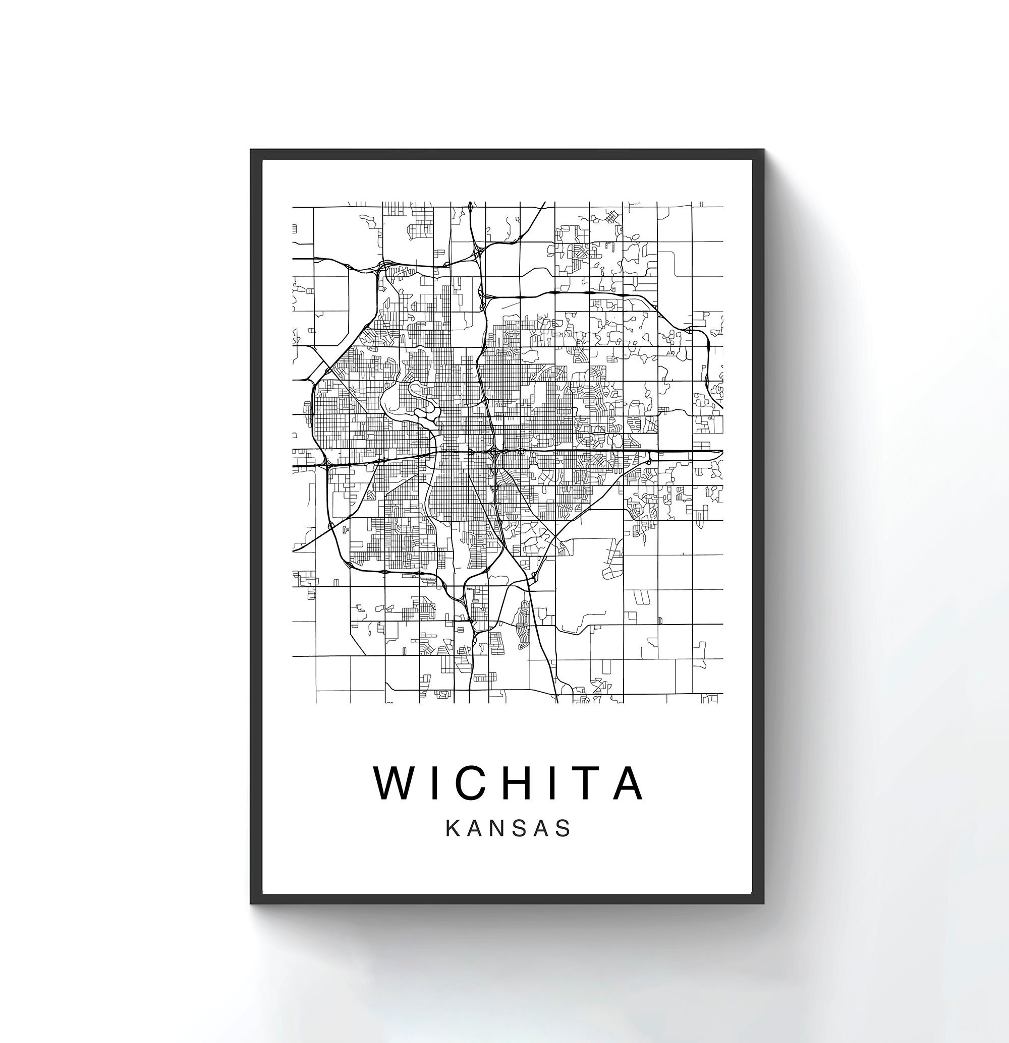 Wichita Map Wichita City Map Map Poster Map Print Wichita | Etsy