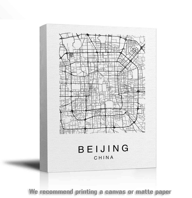 Beijing City Map Art Print: Minimalist Street Map Decor (digital ...