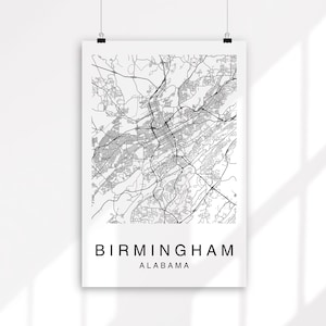Birmingham Map Print Printable Art Digital Download Wall - Etsy