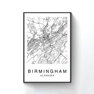 Birmingham Map Print Printable Art Digital Download Wall - Etsy