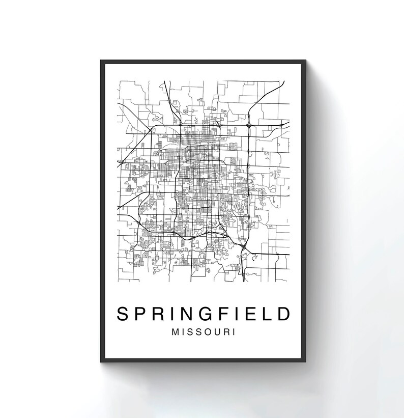 Springfield Map Springfield City Map Printable Map Map | Etsy