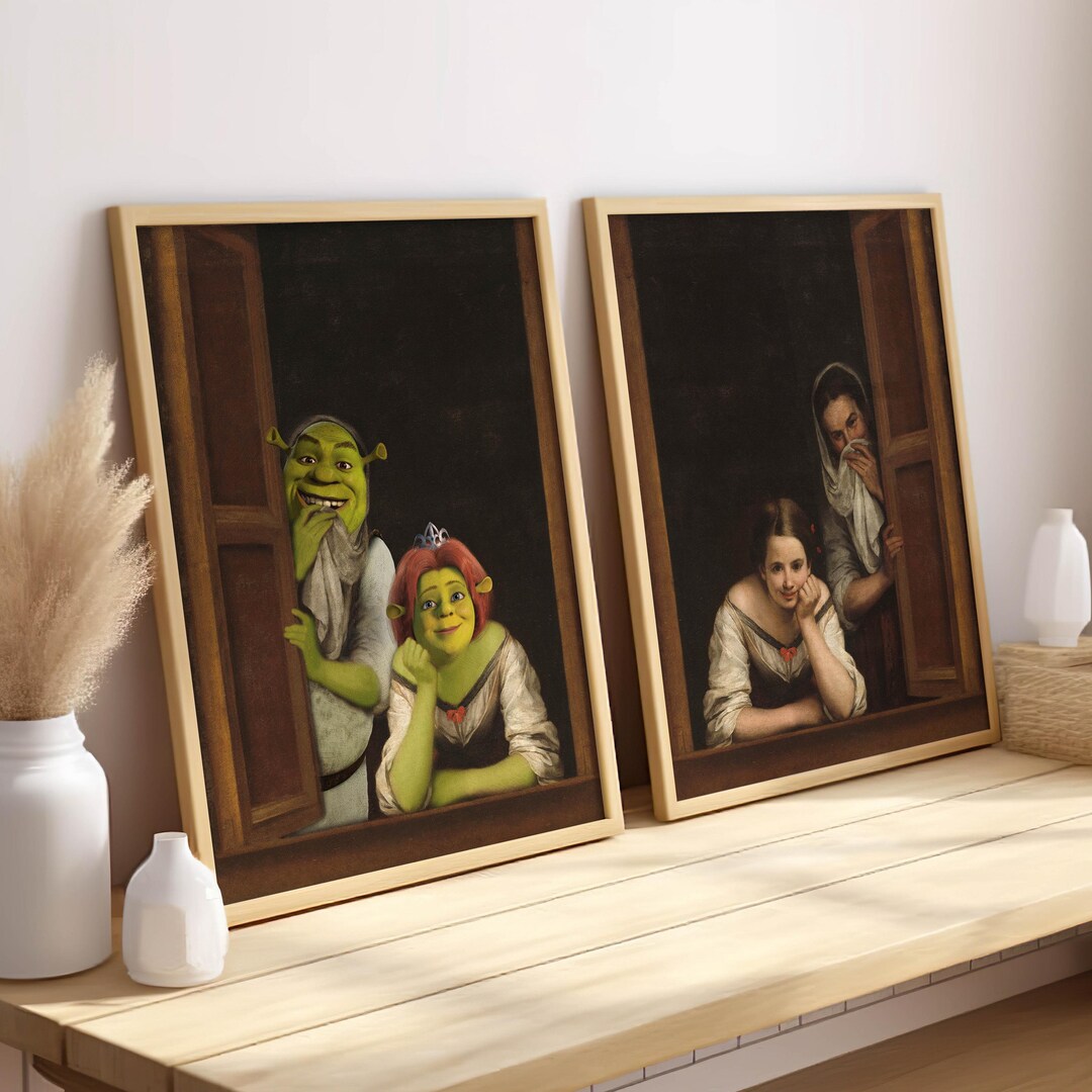 Funny Bathroom Art Prints Set: Shrek Altered Vintage Art - Etsy Australia