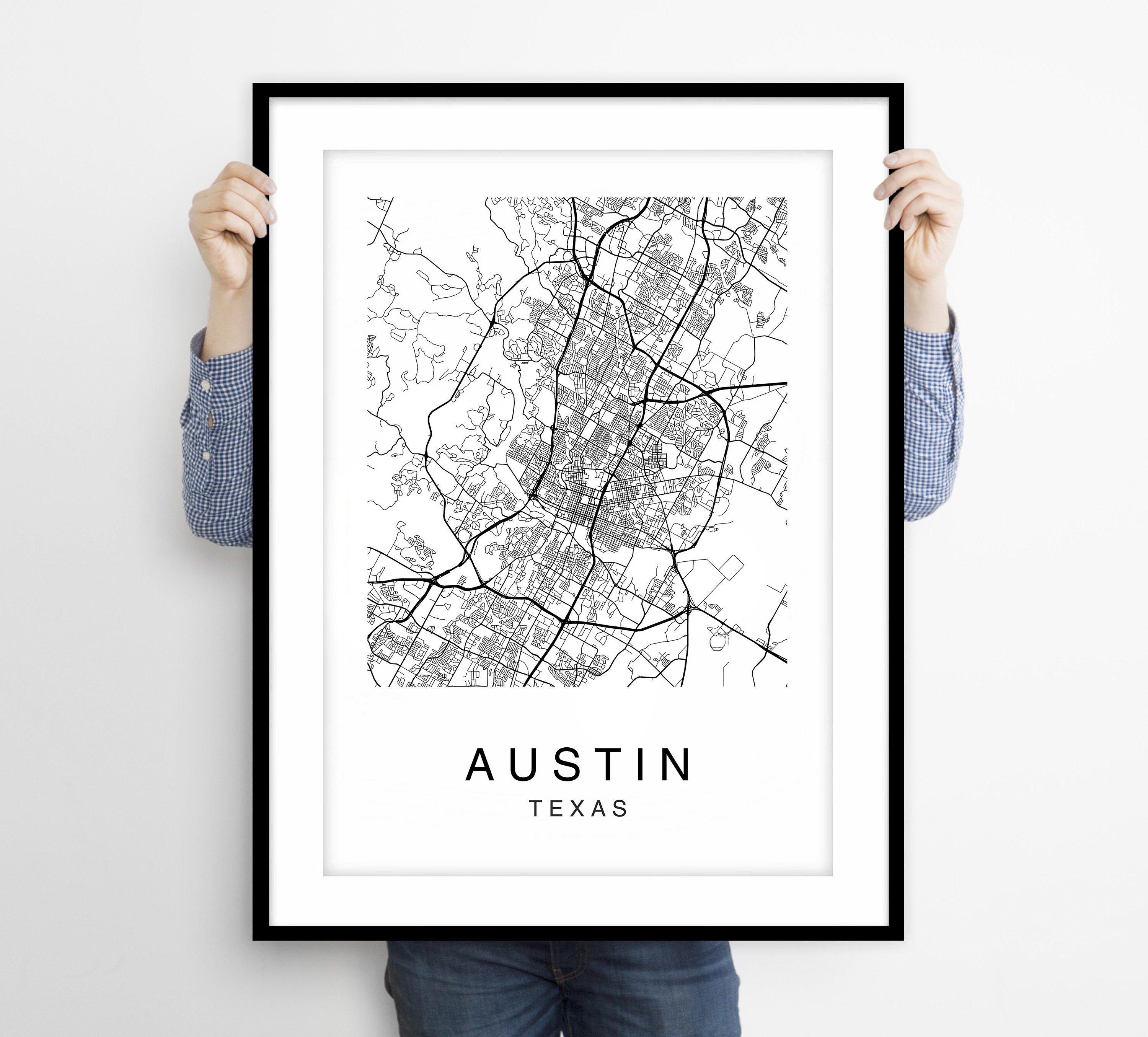 Austin Map Minimalist Map Austin Print Austin Poster | Etsy