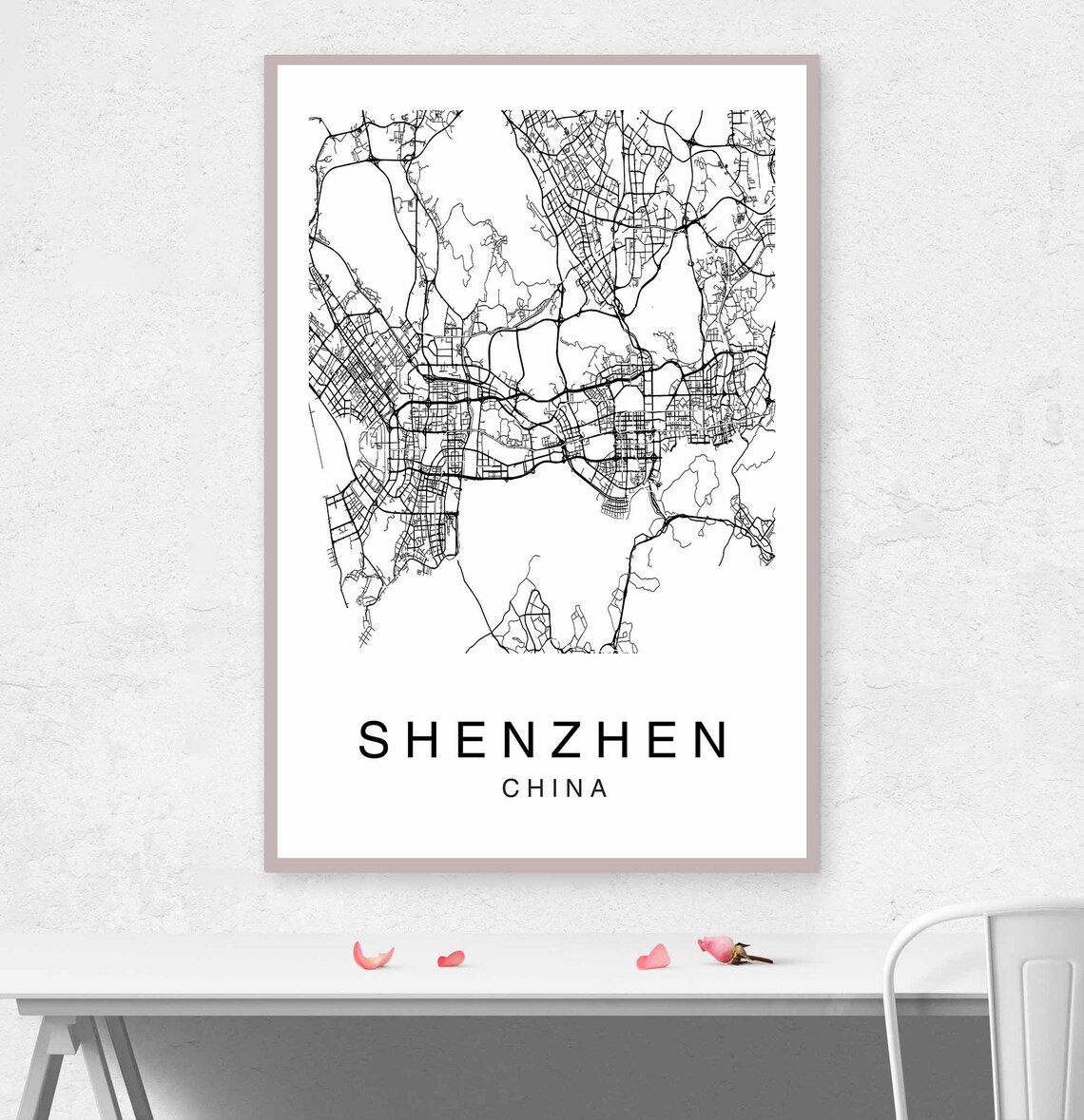 Shenzhen Map Shenzhen City Map City Maps Digital Maps and - Etsy