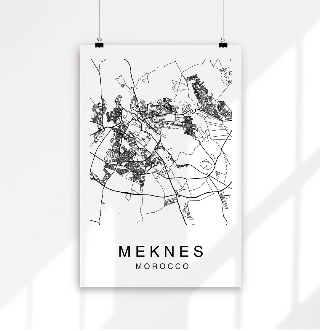 Meknes Morocco Map Art Print: Cityscape Wall Decor (digital Download ...