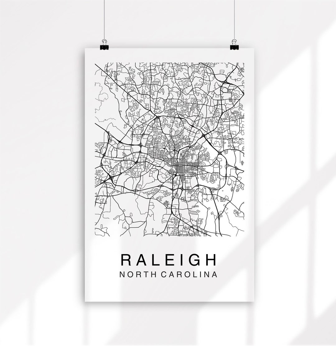 Raleigh Map Print Raleigh Map Poster Wall Art Nc City Map - Etsy
