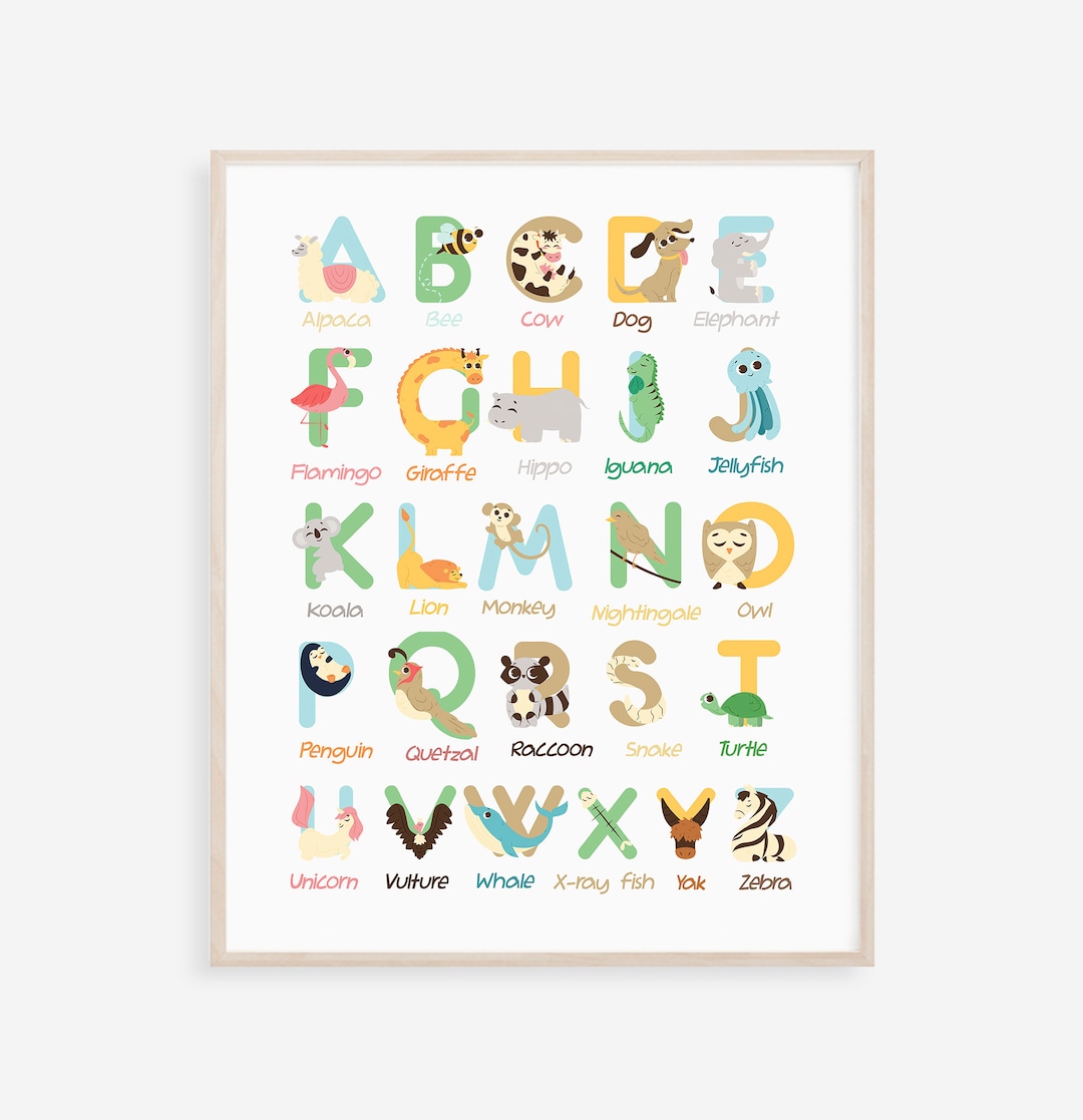 Alphabet Print, Animal Alphabet Print, Nursery Decor, Nursery Wall Art ...
