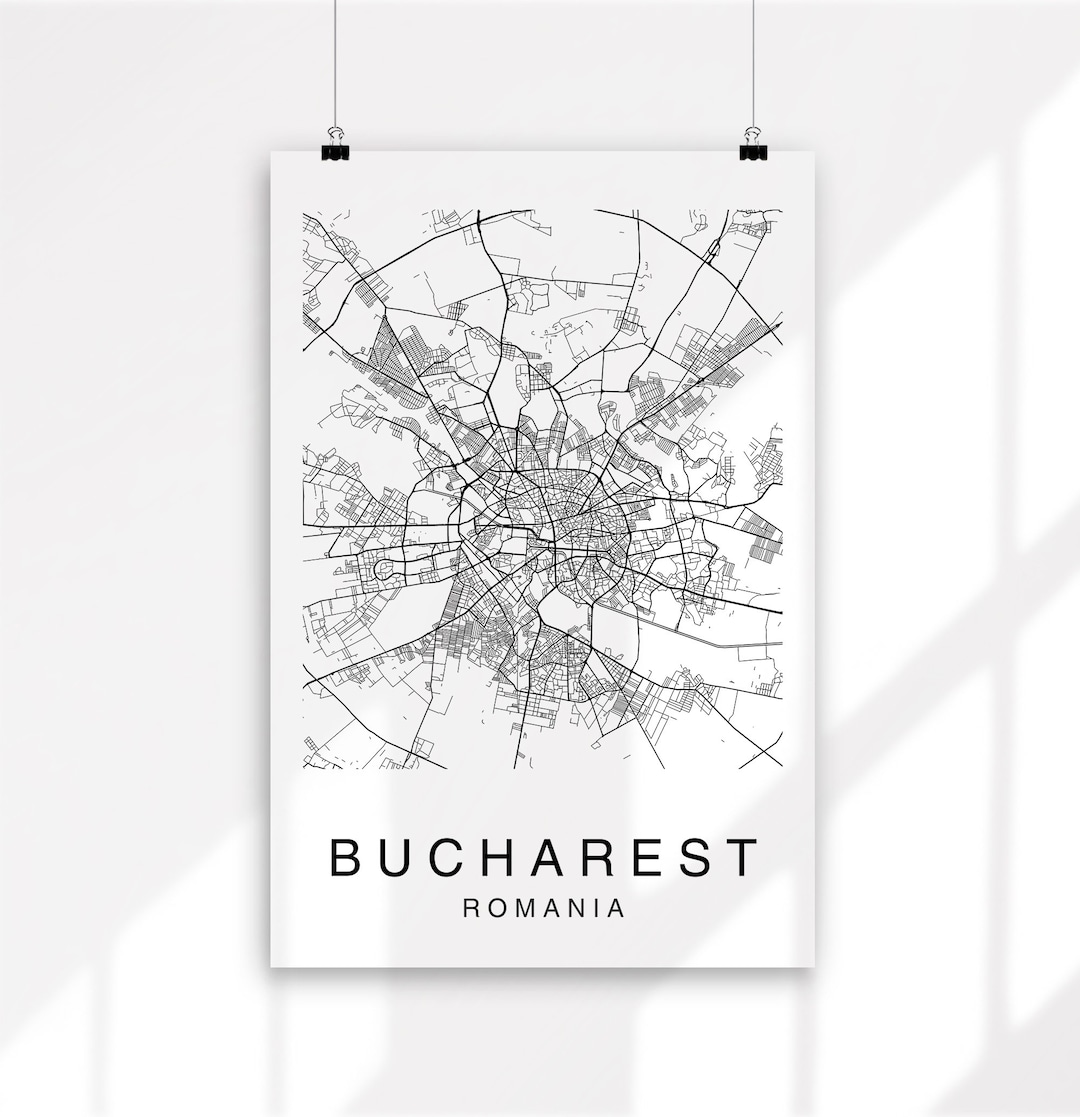 Bucharest Map Print Printable Map Digital Download Wall - Etsy