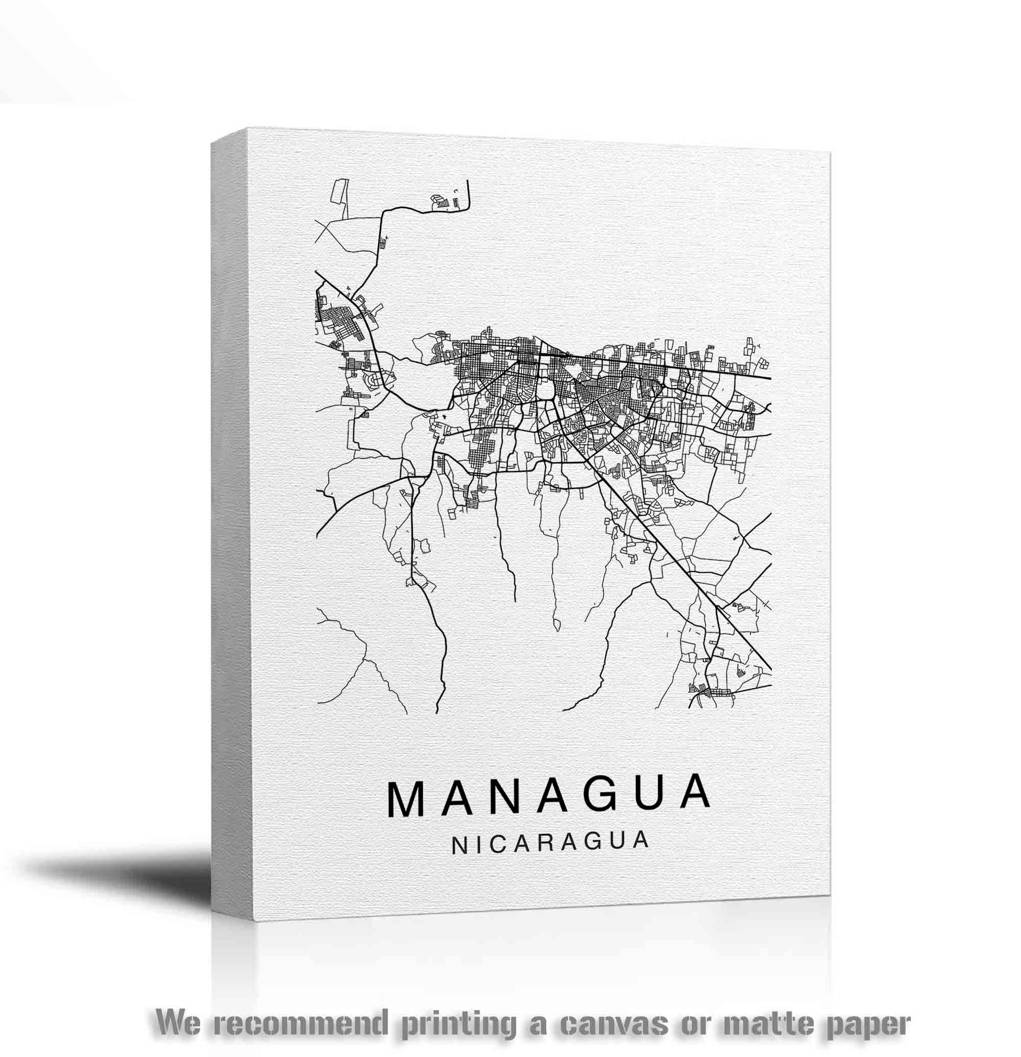 Managua City Map Art Print: Nicaragua Map Poster (digital Download) - Etsy