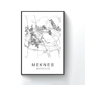 Meknes Map Print Meknes Map Poster Wall Art City Map Art - Etsy