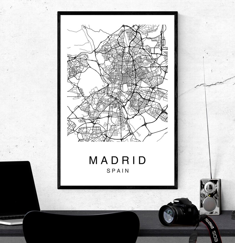 Madrid Map Print Madrid Map Poster Wall Art City Map Art | Etsy