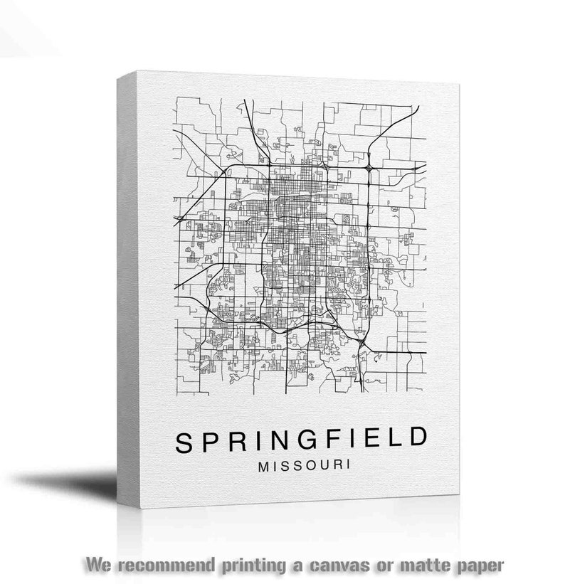 Springfield Map Springfield City Map Printable Map Map | Etsy