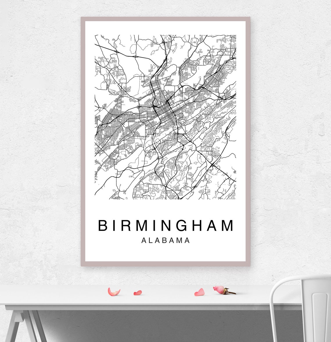Birmingham Map Print Printable Art Digital Download Wall | Etsy