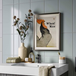 Whoa Nice Rooster, Bathroom Art Print, Bathroom Wall Decor, Guest ...