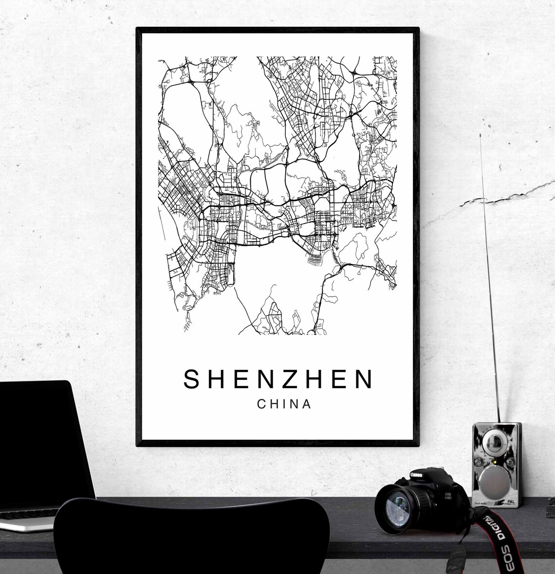 Shenzhen Map Shenzhen City Map City Maps Digital Maps and - Etsy