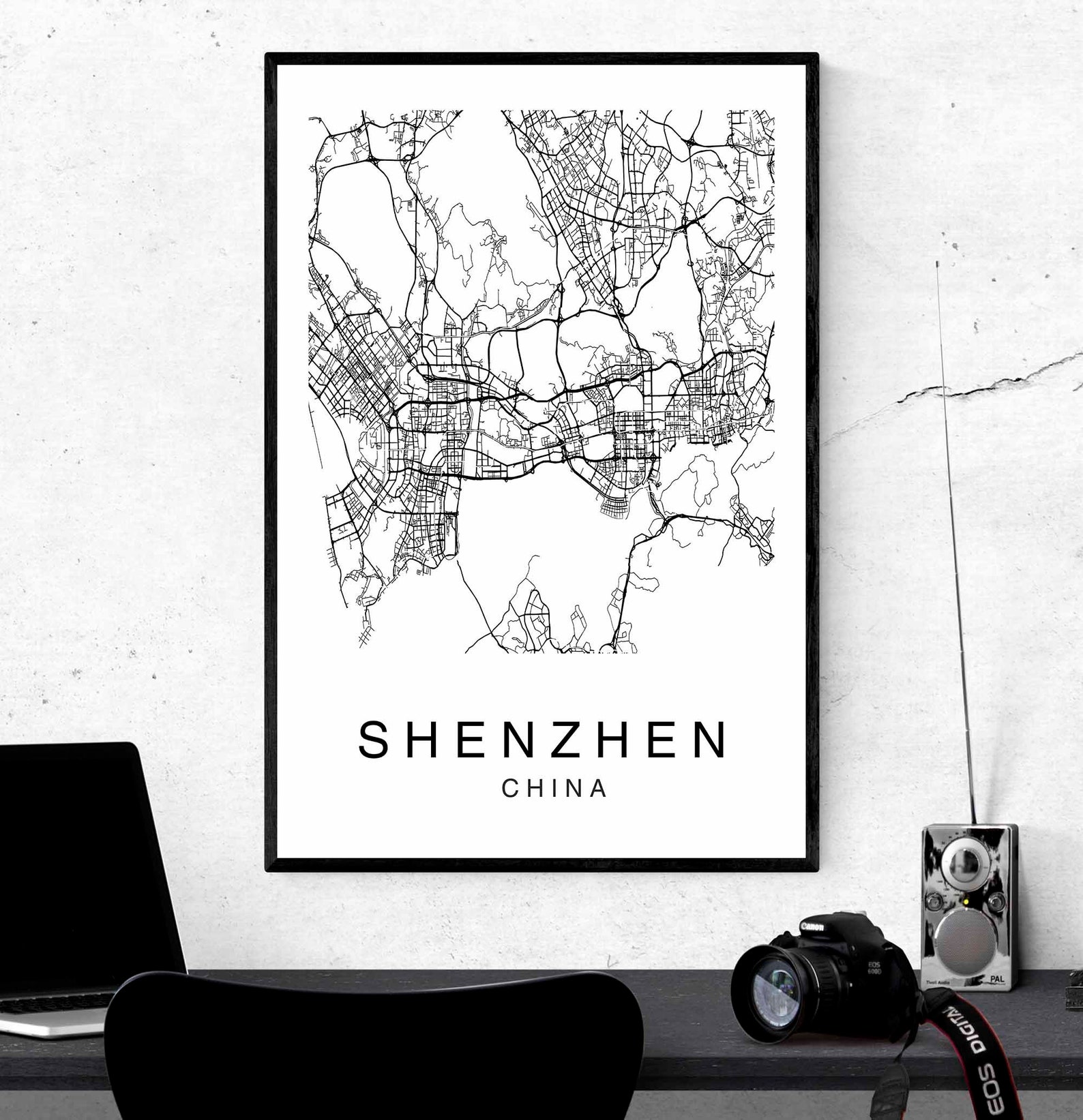 Shenzhen Map Shenzhen City Map City Maps Digital Maps and - Etsy