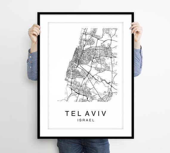 Mapa de Tel Aviv Mapa de la ciudad de Tel Aviv Cartel del | Etsy