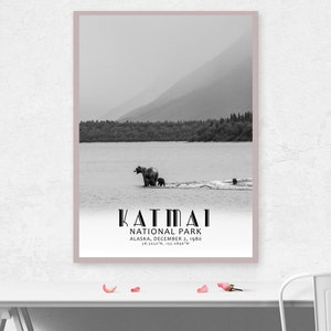 Katmai National Park Travel Poster, Alaskan National Park Print ...
