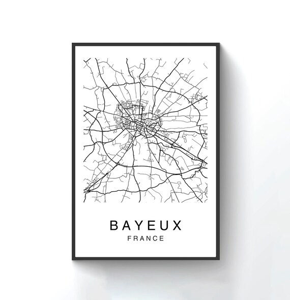 Bayeux Map Print Bayeux Map Poster Wall Art City Map Art | Etsy