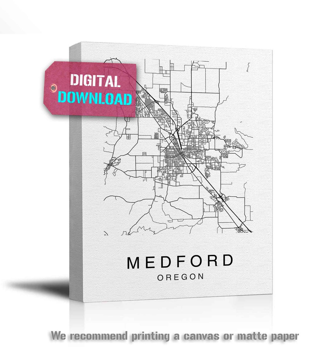 Medford Map Print Medford Map Poster Wall Art City Map | Etsy