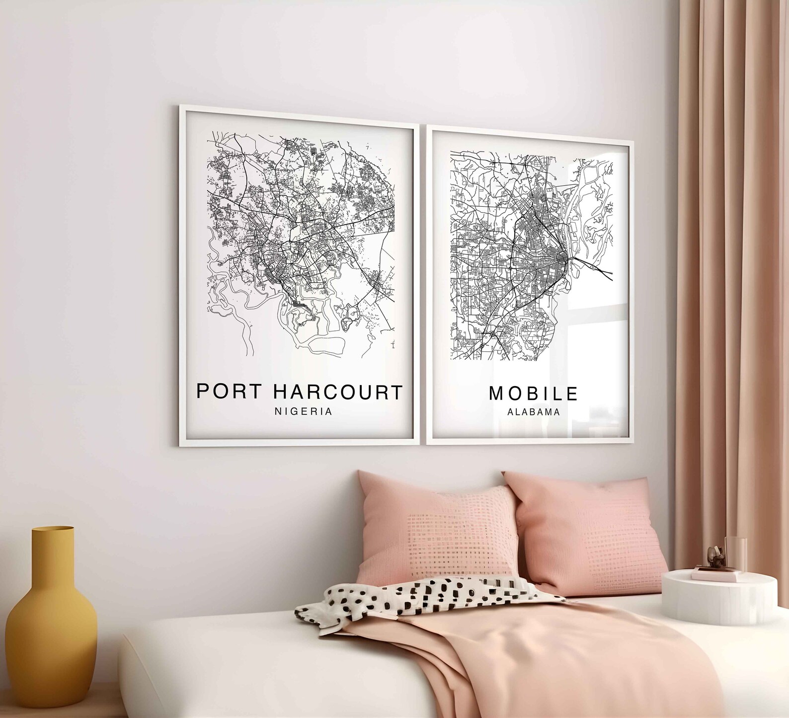 Set of Custom City Map Prints, Pesonalized City Map Posters, Any City ...