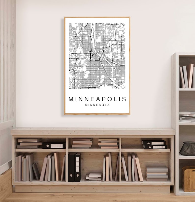 Minneapolis Map Print Minneapolis Map Poster Wall Art City | Etsy