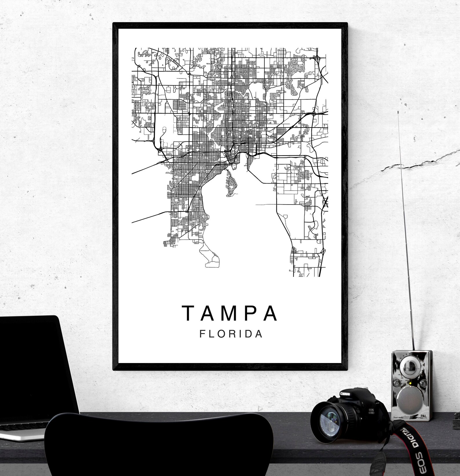 Tampa Map Tampa City Map Printable Map Map Print Tampa Map | Etsy