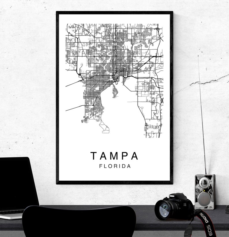 Tampa Map Tampa City Map Printable Map Map Print Tampa Map | Etsy